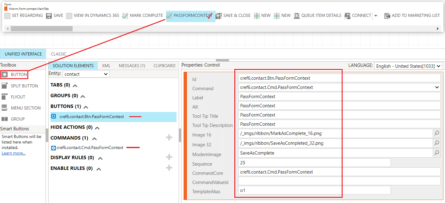 Create A Command Add A JavaScript Action With Your Web resource And 
